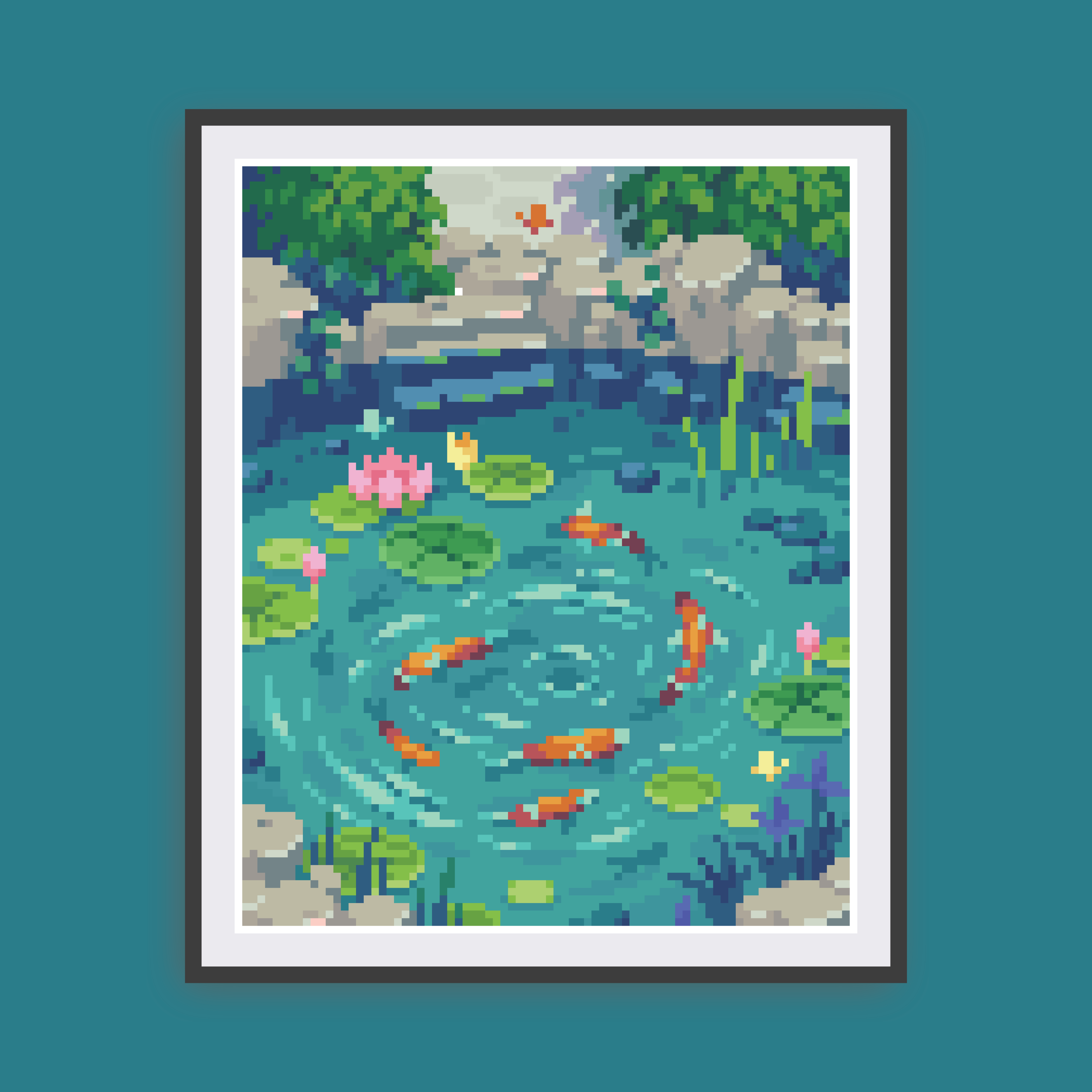 Koi Pond Canvas | Pixel Art Sticker by Number Canvas Craft Kit – Pixyls ...